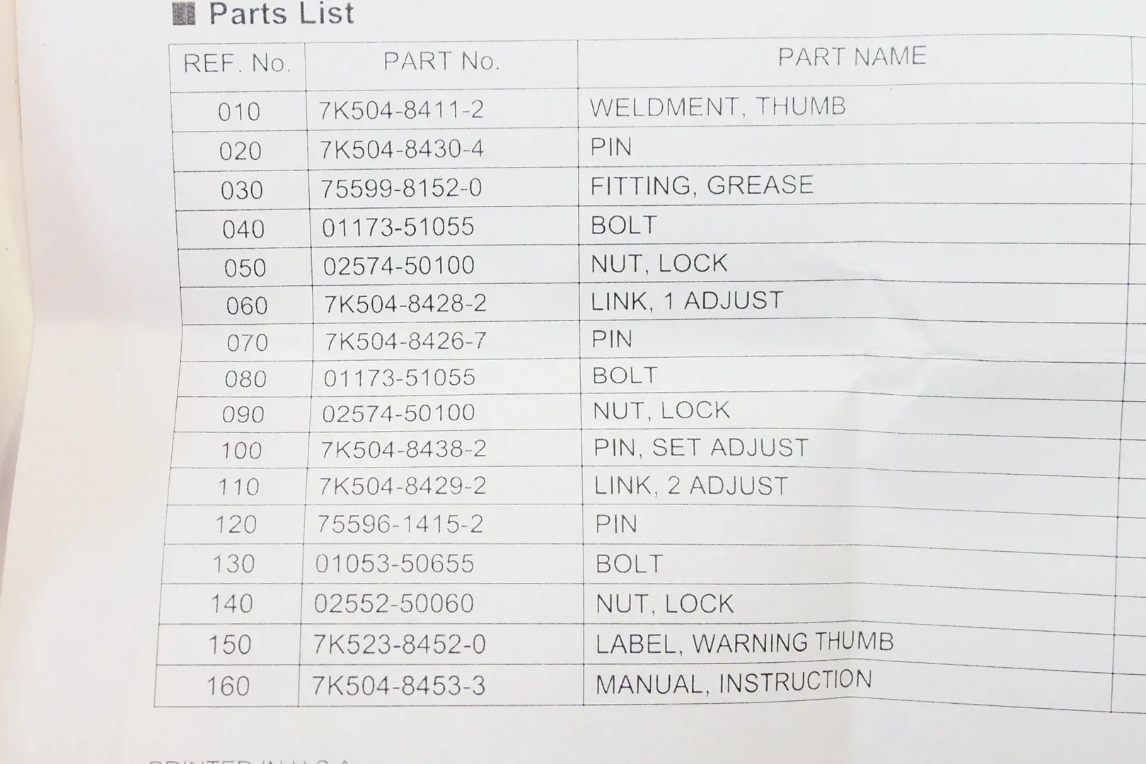 Kubota #BH1976 6 Position Mechanical Thumb for BH65, BH70, BH76 & BH77 ...