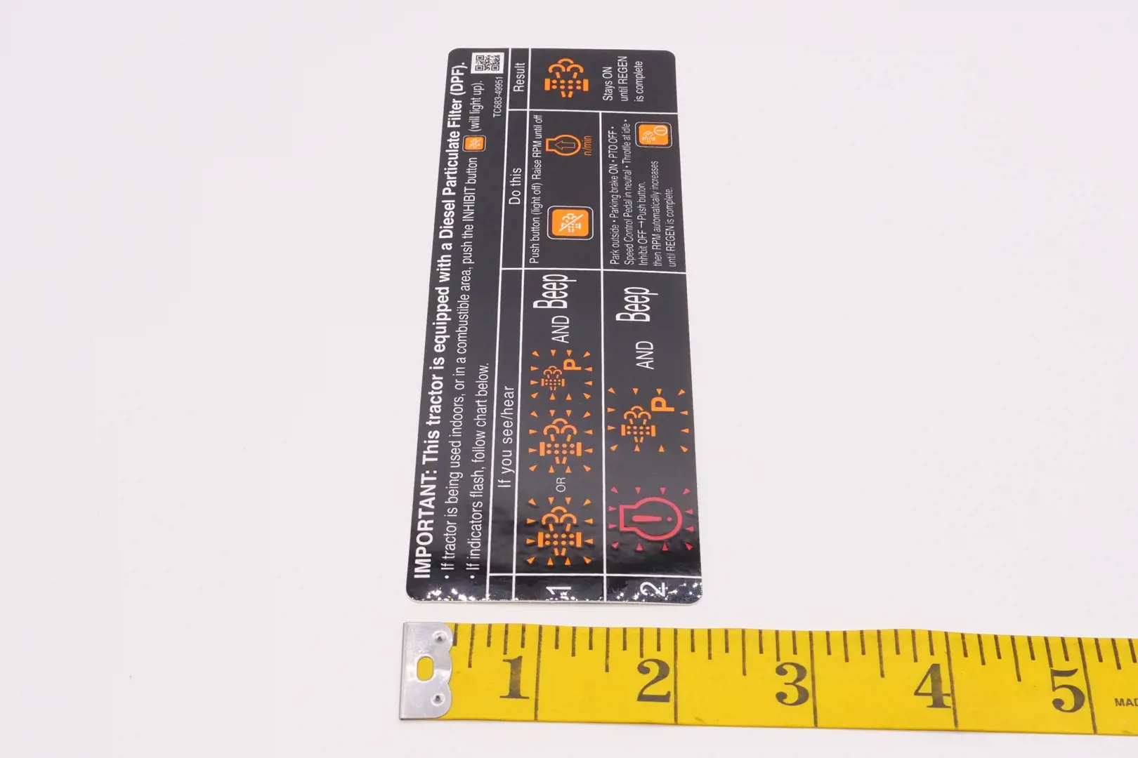 Kubota #TC683-49950 LABEL, DPF,IMPOR