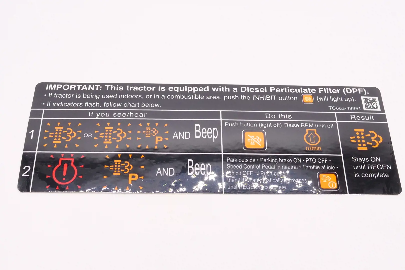 Kubota #TC683-49950 LABEL, DPF,IMPOR