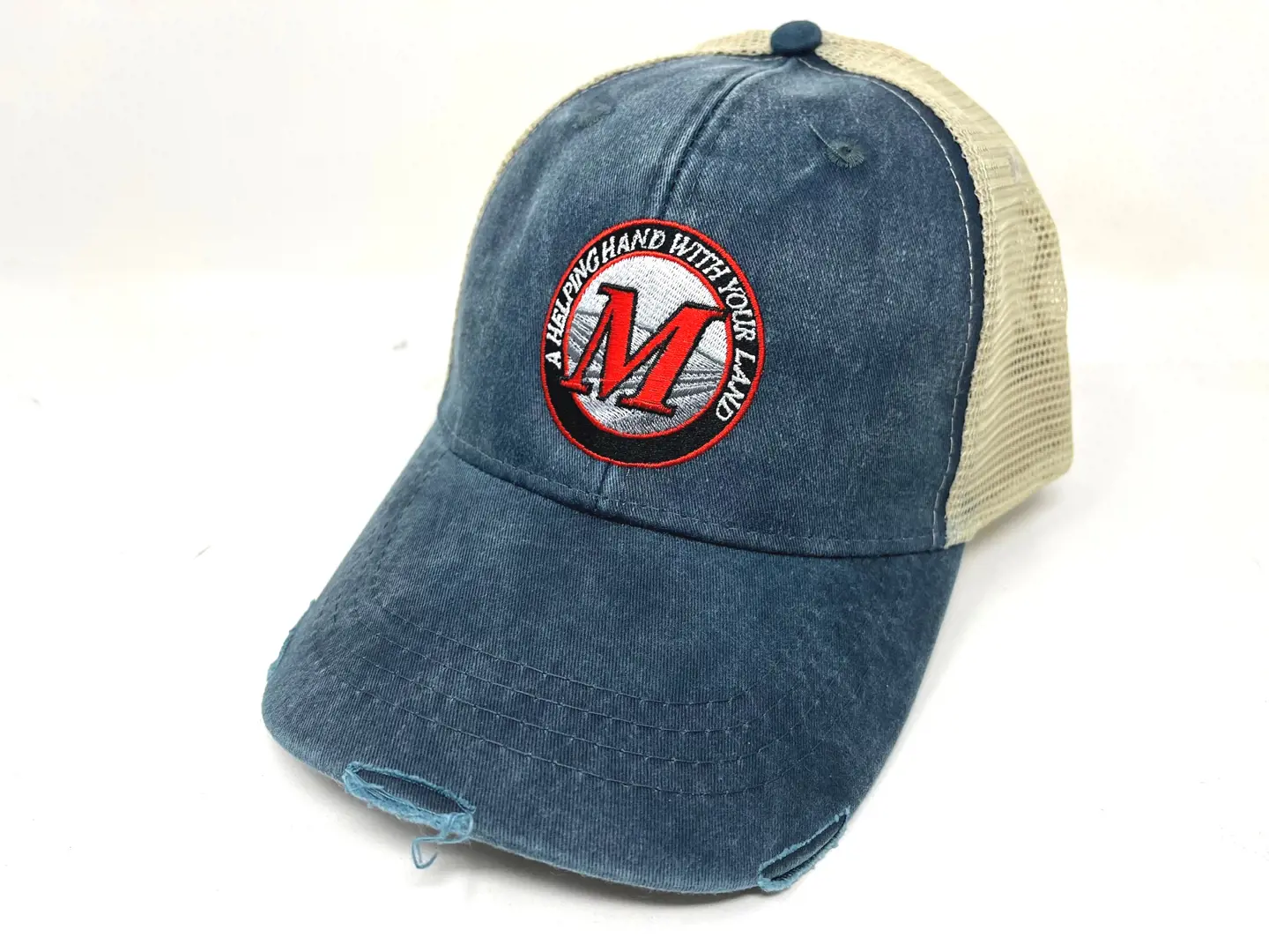 Messicks Apparel #OL102NT Messick's Navy/Tan Logo Cap